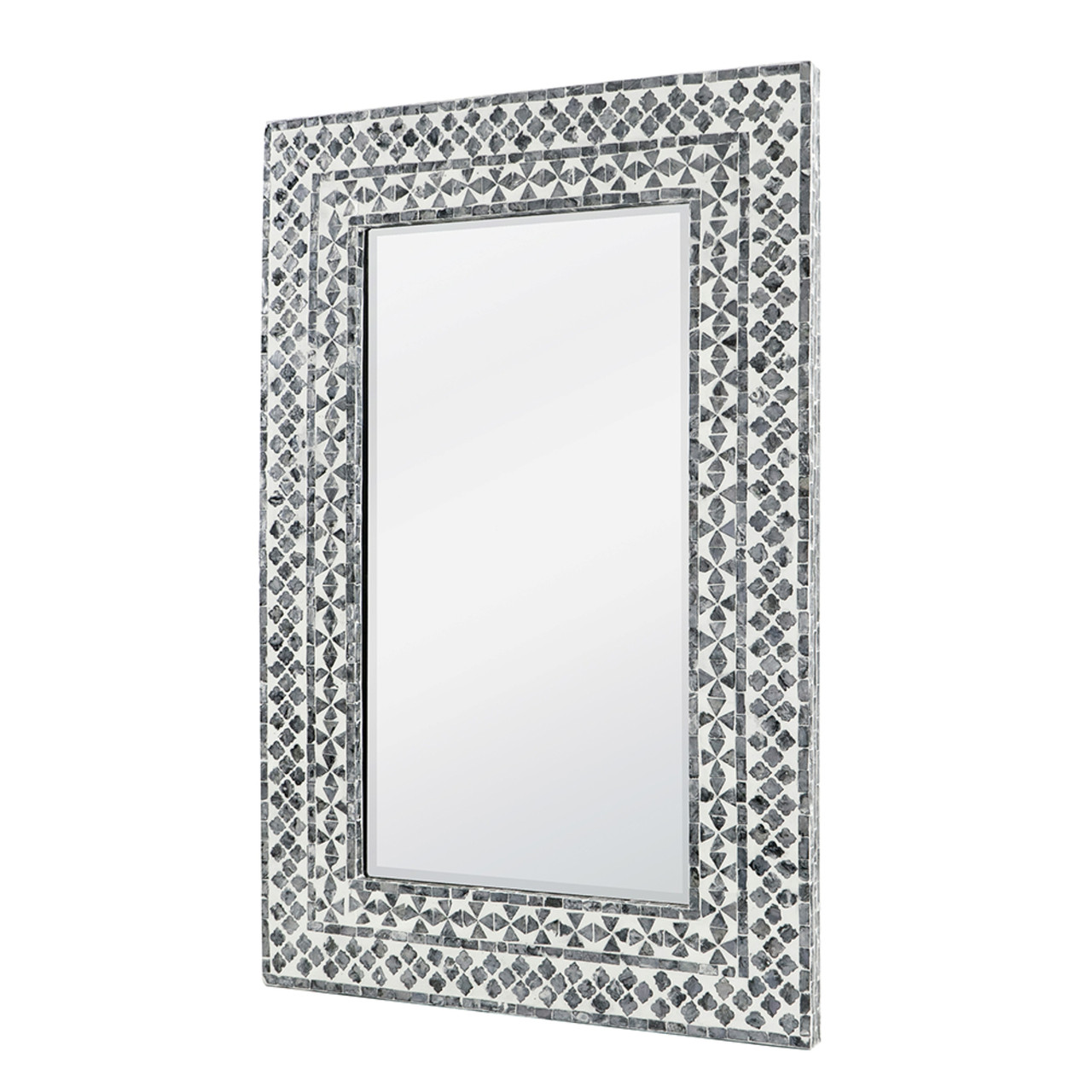 Rectangular Beveled Wall Mirror 3 Gray And White Christmas Central